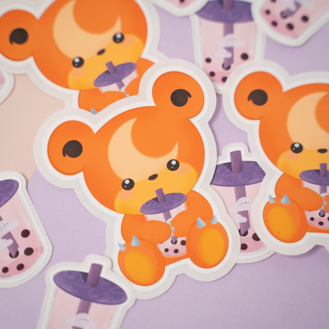 KAWAII Teddiursa Boba Weatherproof Matte Sticker 2x2.5in - Etsy