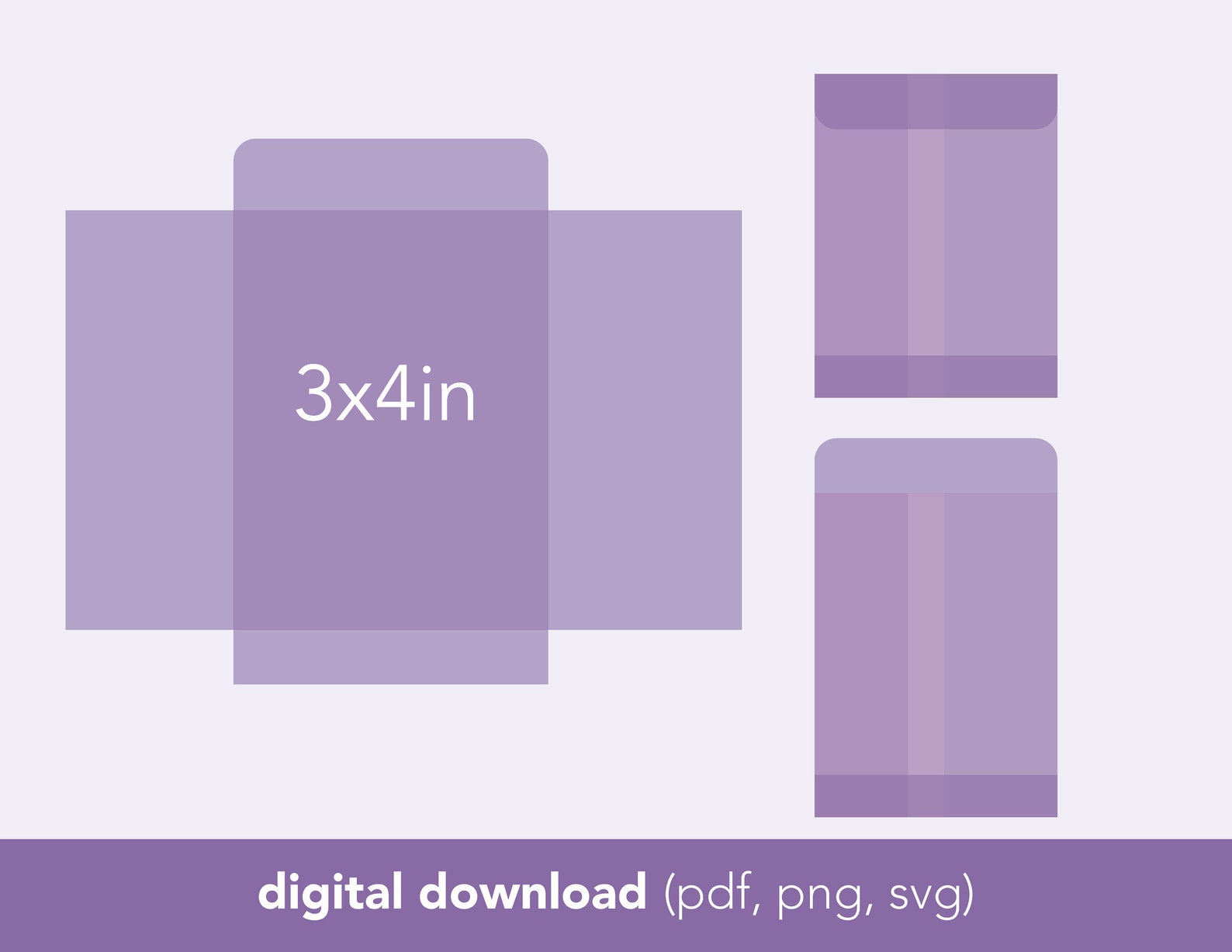 Small 3x4in Vertical Rounded Flap Envelope Template for Stickers, Small ...