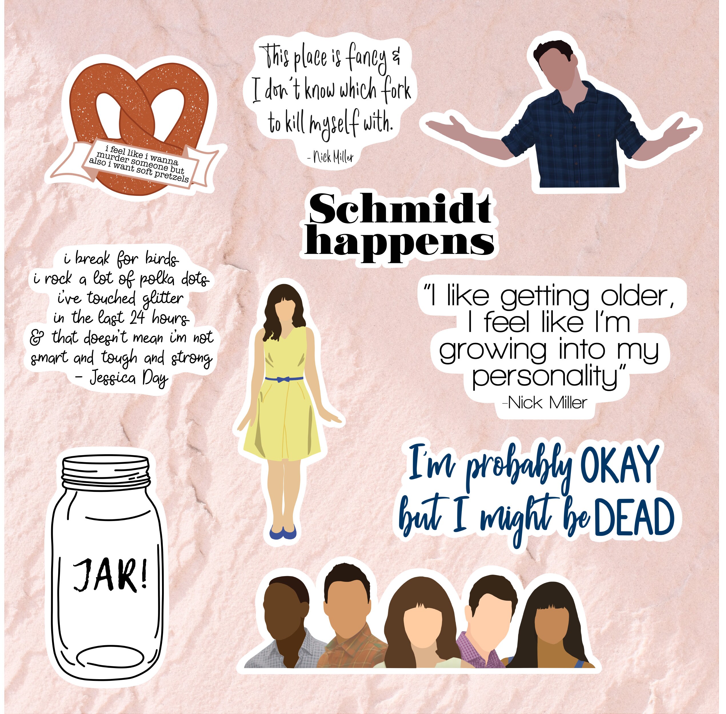 New Girl Sticker Set | Etsy
