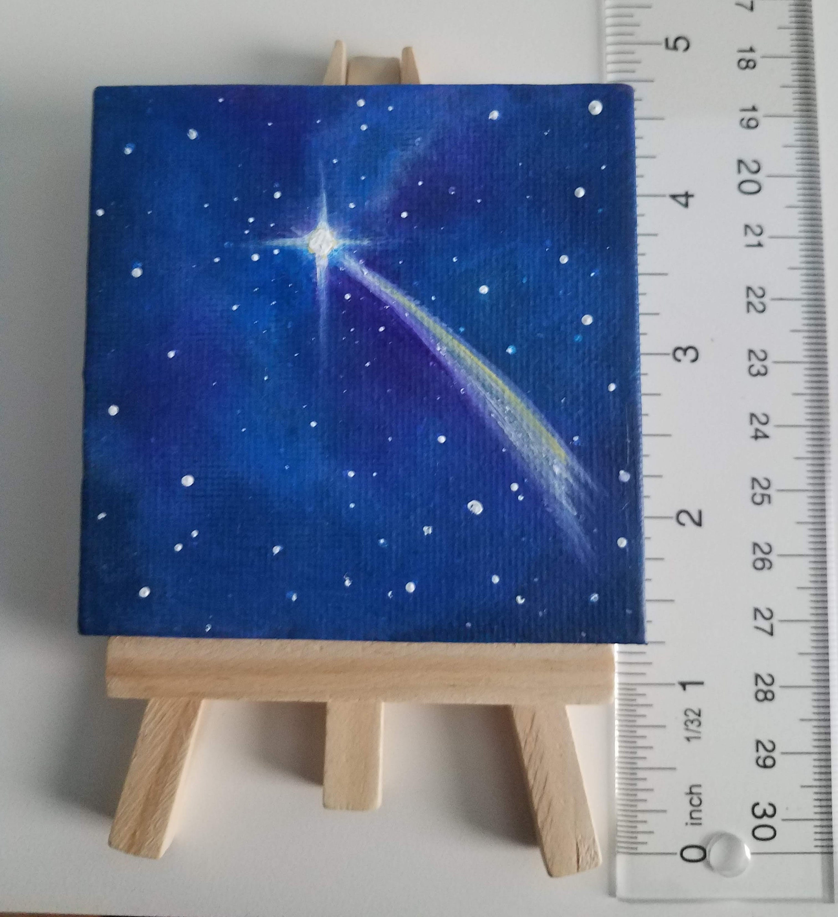 Original Small Acrylic Painting | Shooting Star in the Galaxy Night Sky ...