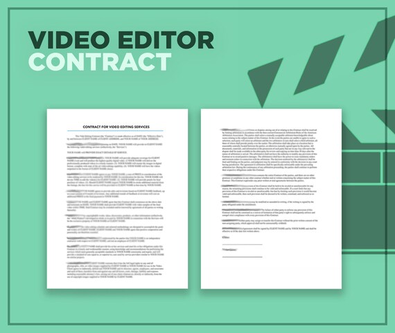 Freelance Video Editor Contract With a FREE Contracts for - Etsy