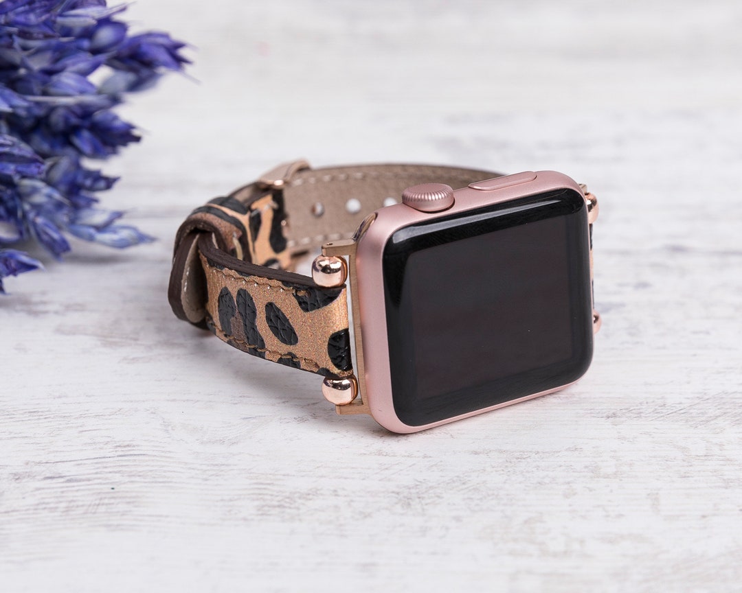 Leopard Apple Watch Band 38mm 40mm 42mm 44mm, Genuine Leather Watch ...