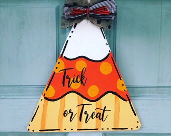 Candy Corn, Halloween, Wood Door Hanger, Halloween Door Hanger, Door ...