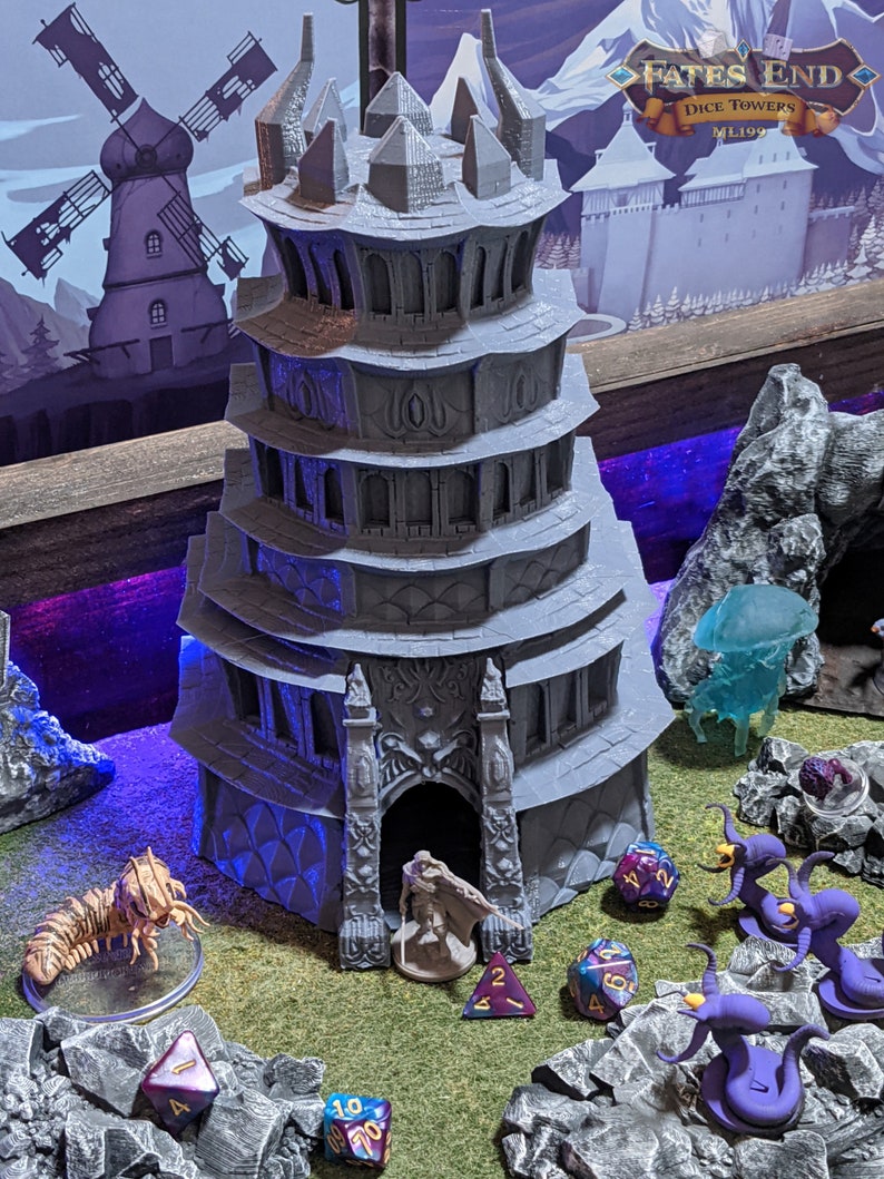 Drow Dark Elf 3D Printed RPG Dice Tower: Fate's End Collection - Etsy