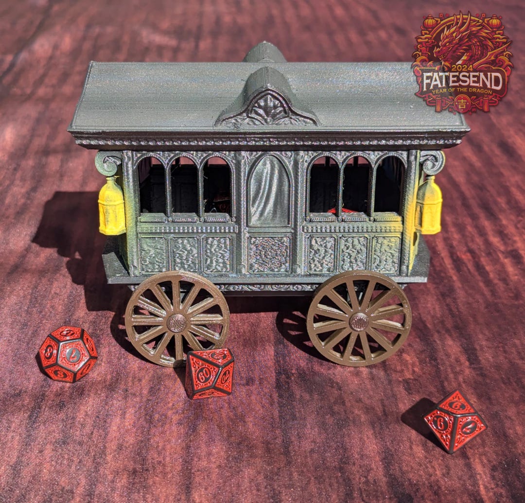 Funeral Hearse Carousel 3D Printed RPG Dice Jail: Fate's End Collection by Kim Bolt - Etsy