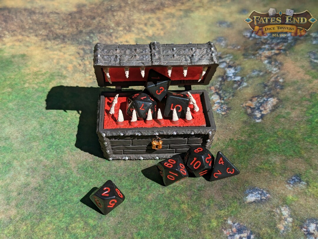 Mimic Treasure Chest 3D Printed Dice Jail RPG Dice Vault D20 Storage ...