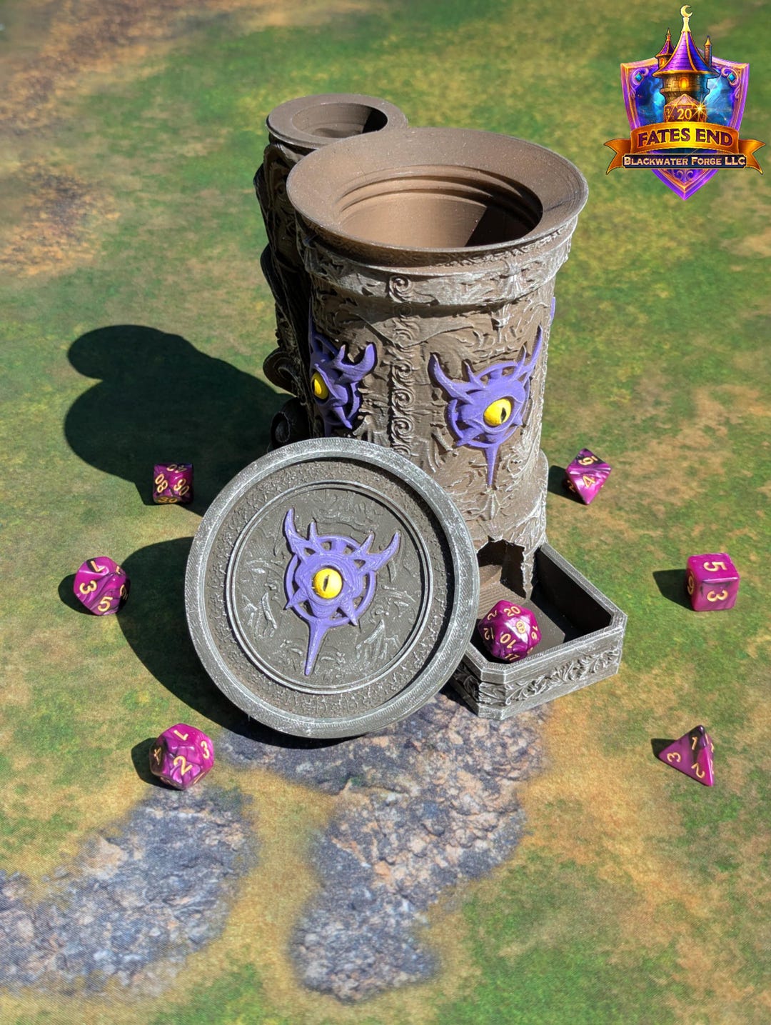 Warlock 3D Printed RPG Dice Tower & Can Holder Combo: Fate's End ...