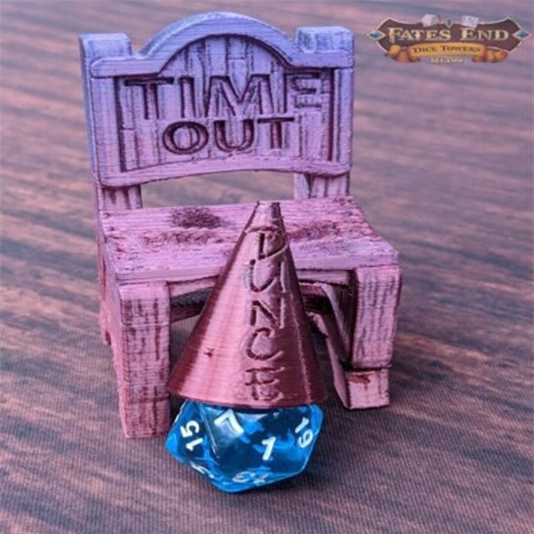 Time Out Chair & Dunce Cap 3D Printed Dice Jail RPG Dice - Etsy