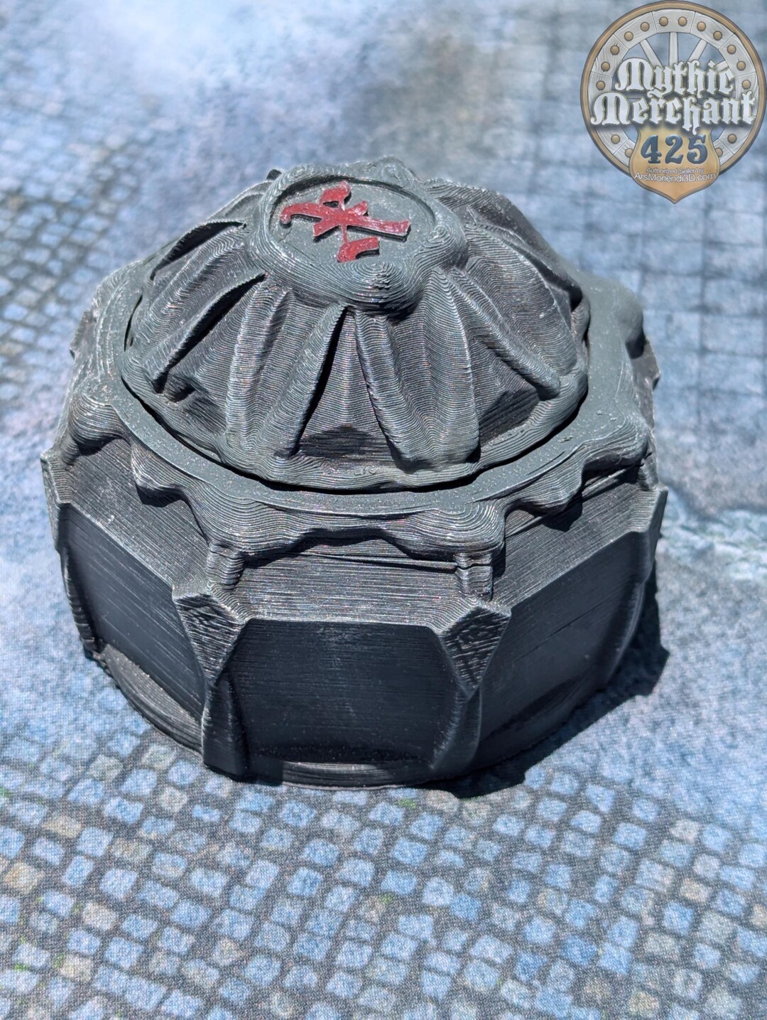 Lich Necromancer 3D Printed D20 Dice Vault Table Coaster & Dice Jail ...