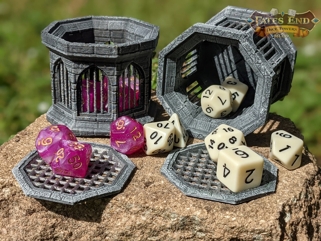 Stone 3D Printed RPG Dice Jail With Vertical Bars: Fate's End ...