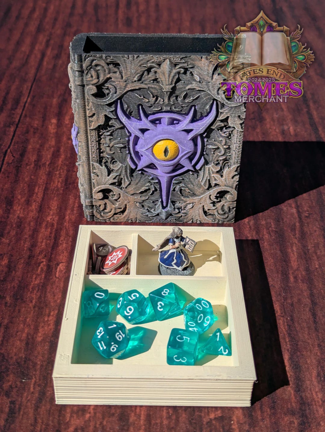 Warlock 3D Printed Spell Book Tome: RPG Dice Tray, Miniature, Tokens ...