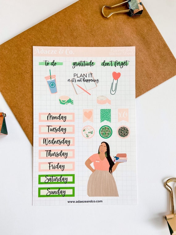 Planner Girl Stickers Planner Lover Sticker Kit Black Girl - Etsy