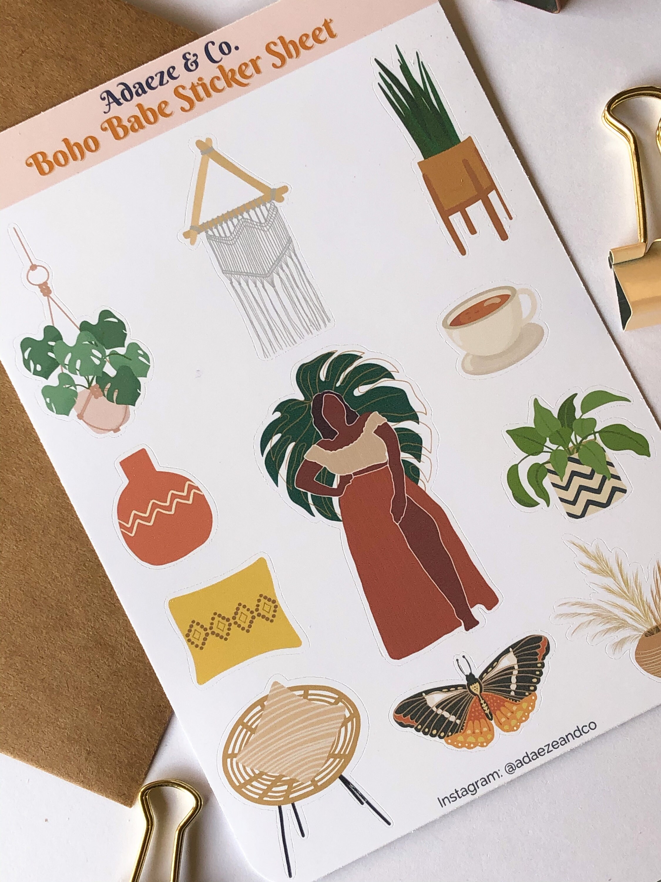 Boho Babe Planner Stickers Boho Aesthetic Stickers Plant | Etsy