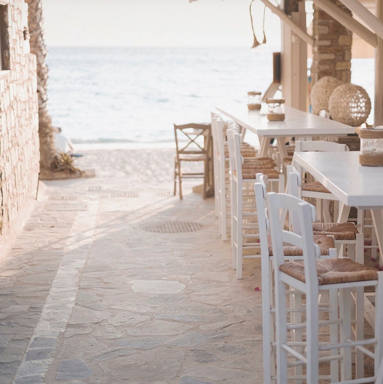 Mykonos Print, Greek Taverna Wall Art, Greek Cafe Photo, Coastal Greece ...