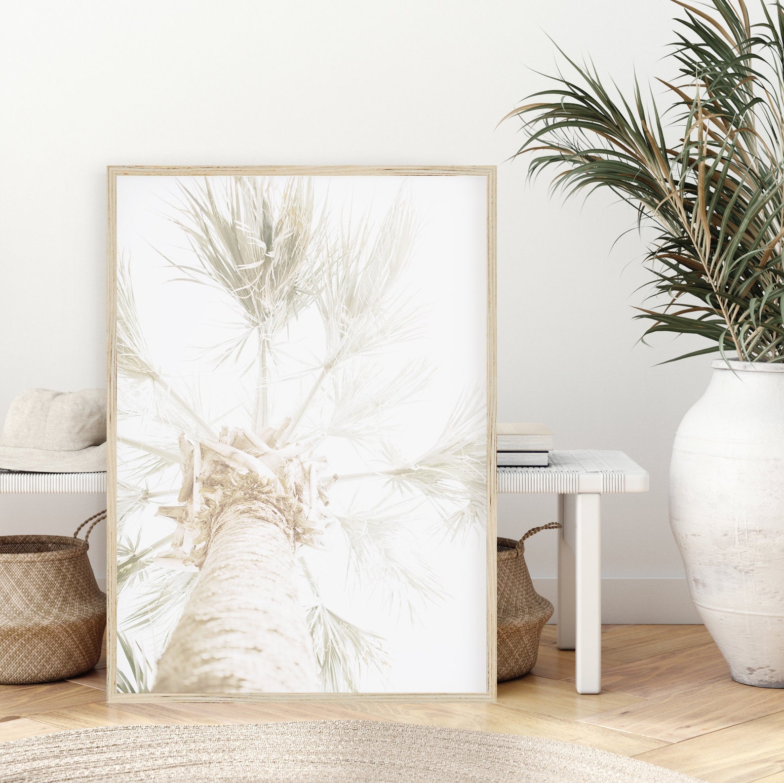 Bright Palm Tree Print Neutral Beach Decor Vintage Palm Tree - Etsy