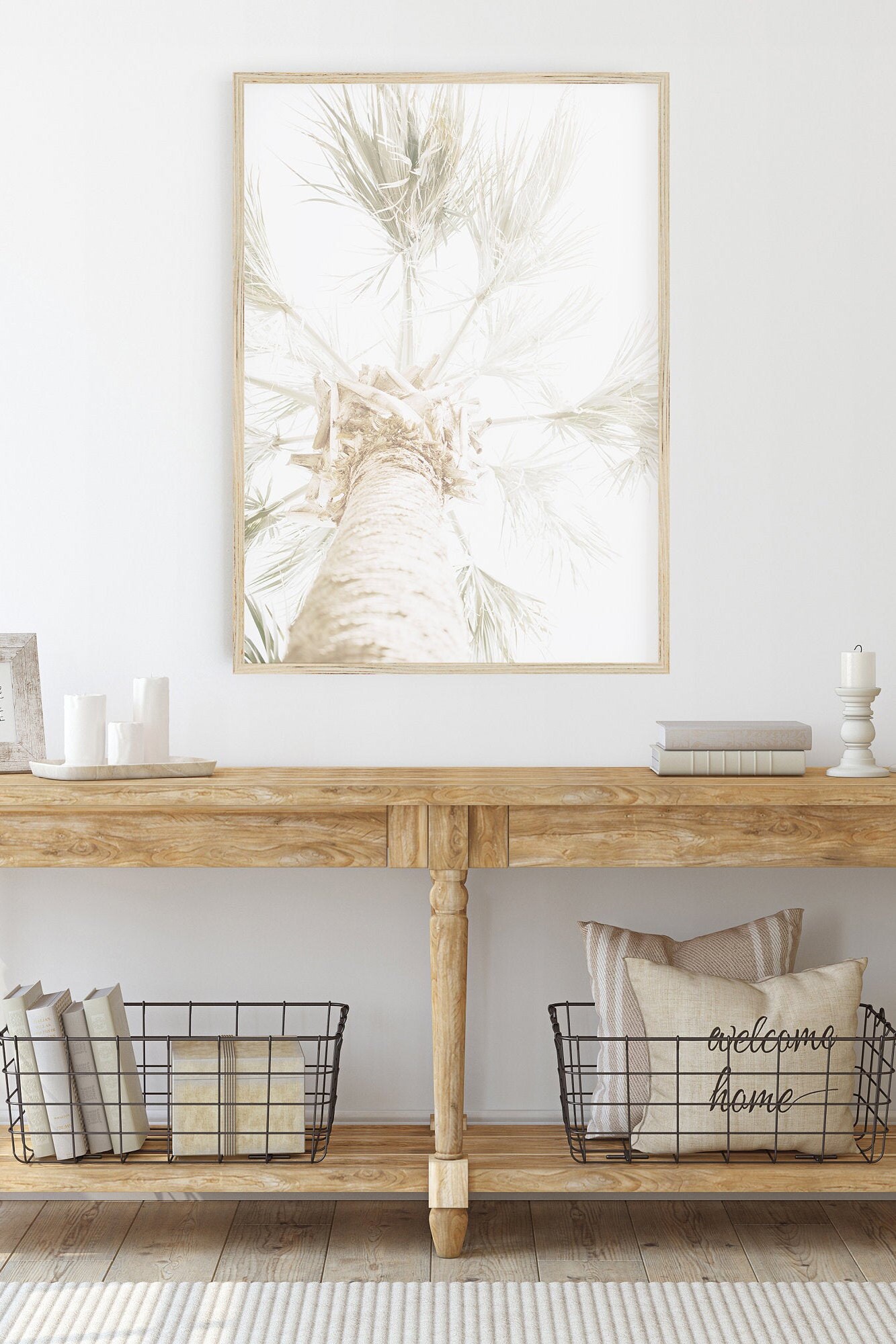 Bright Palm Tree Print Neutral Beach Decor Vintage Palm Tree - Etsy