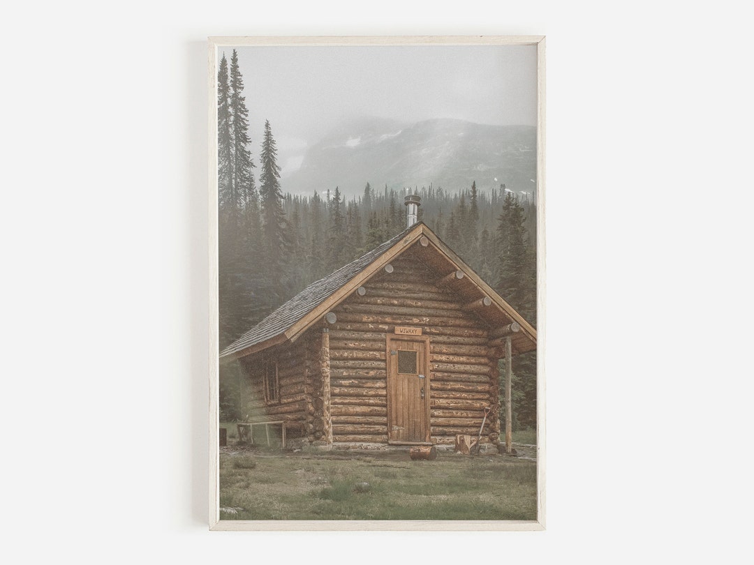 Rustic Cabin in the Woods, Cabin Print, Forest Print, Rustic Decor ...