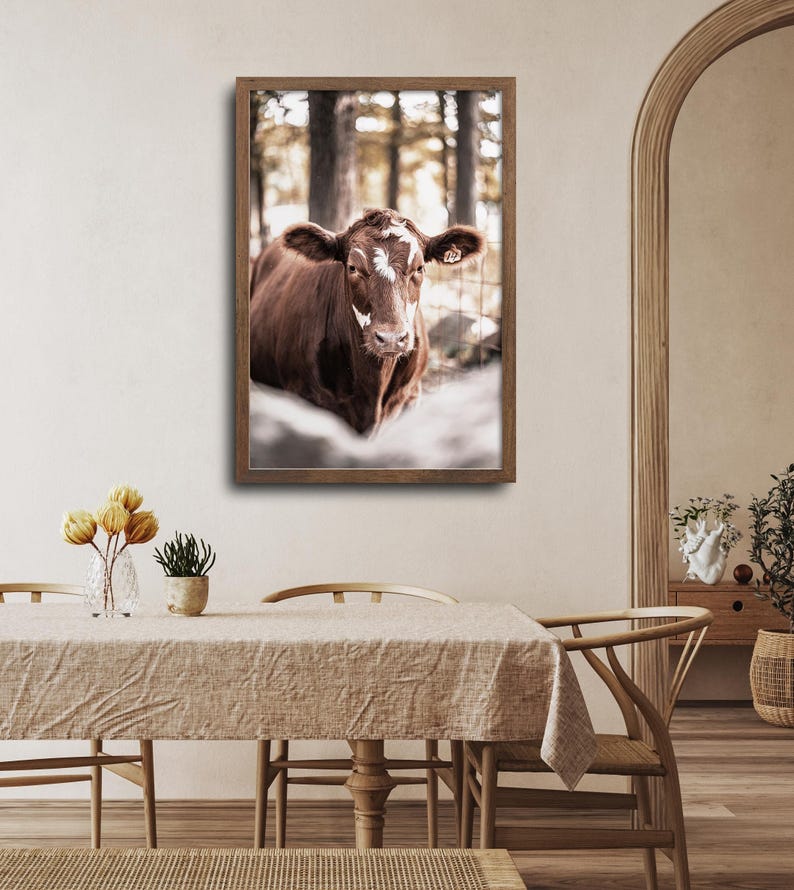 Autumn Cow Portrait Print, Western Home Decor, Rustic Farmhouse Print ...