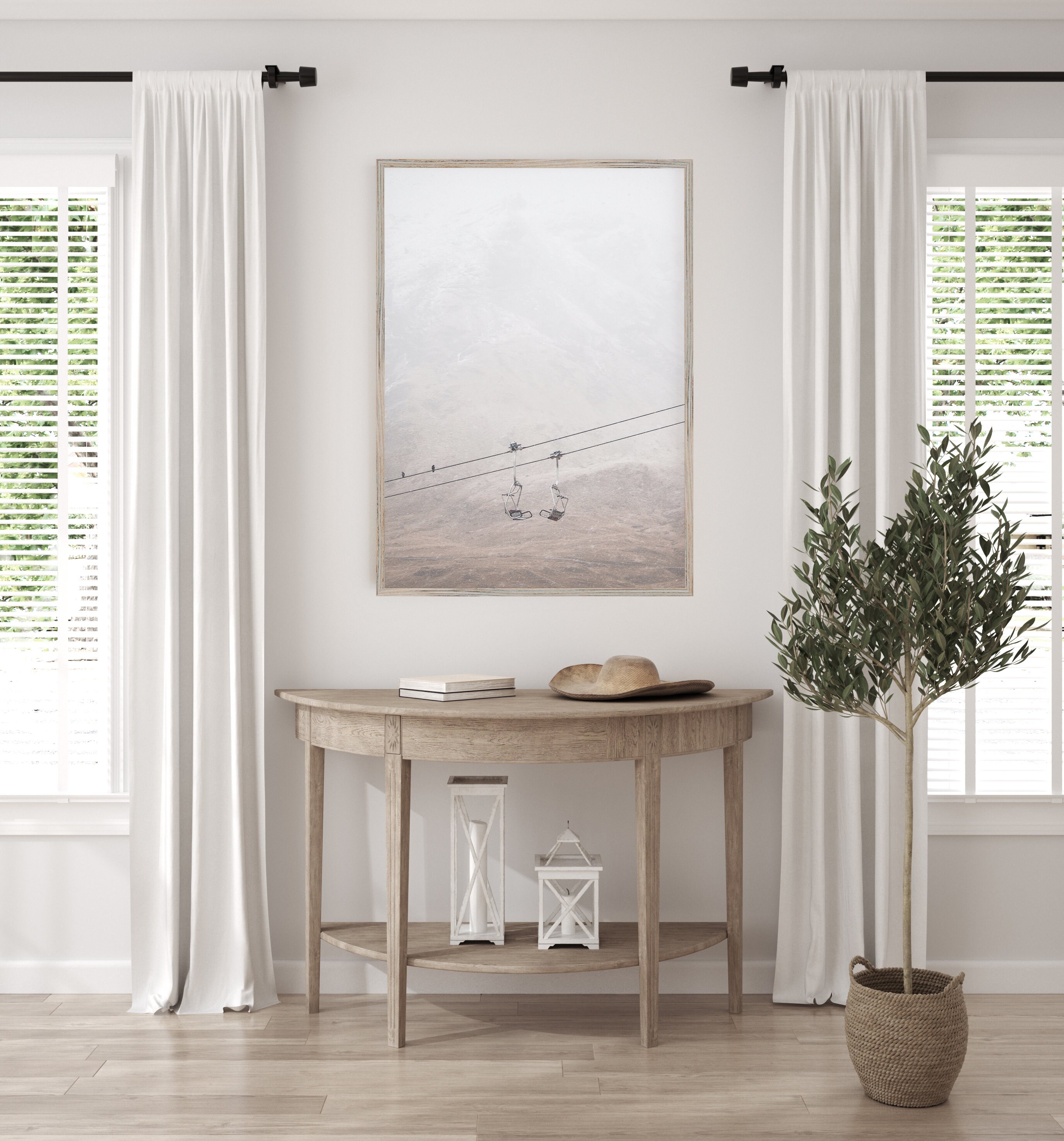 Ski Lift Wall Art, Neutral Winter Print, Lift Chair Photos, Chalet ...