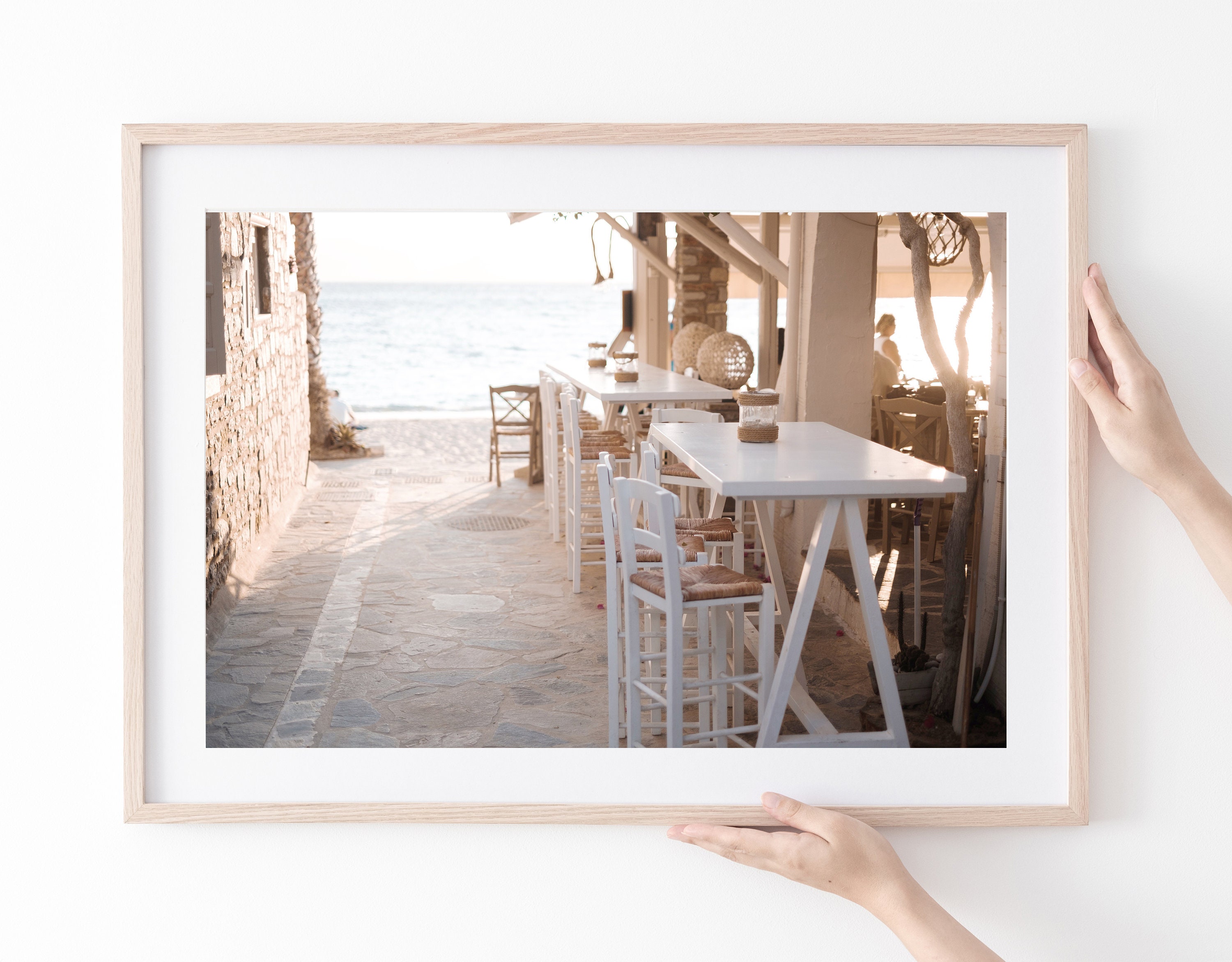 Mykonos Print, Greek Taverna Wall Art, Greek Cafe Photo, Coastal Greece ...