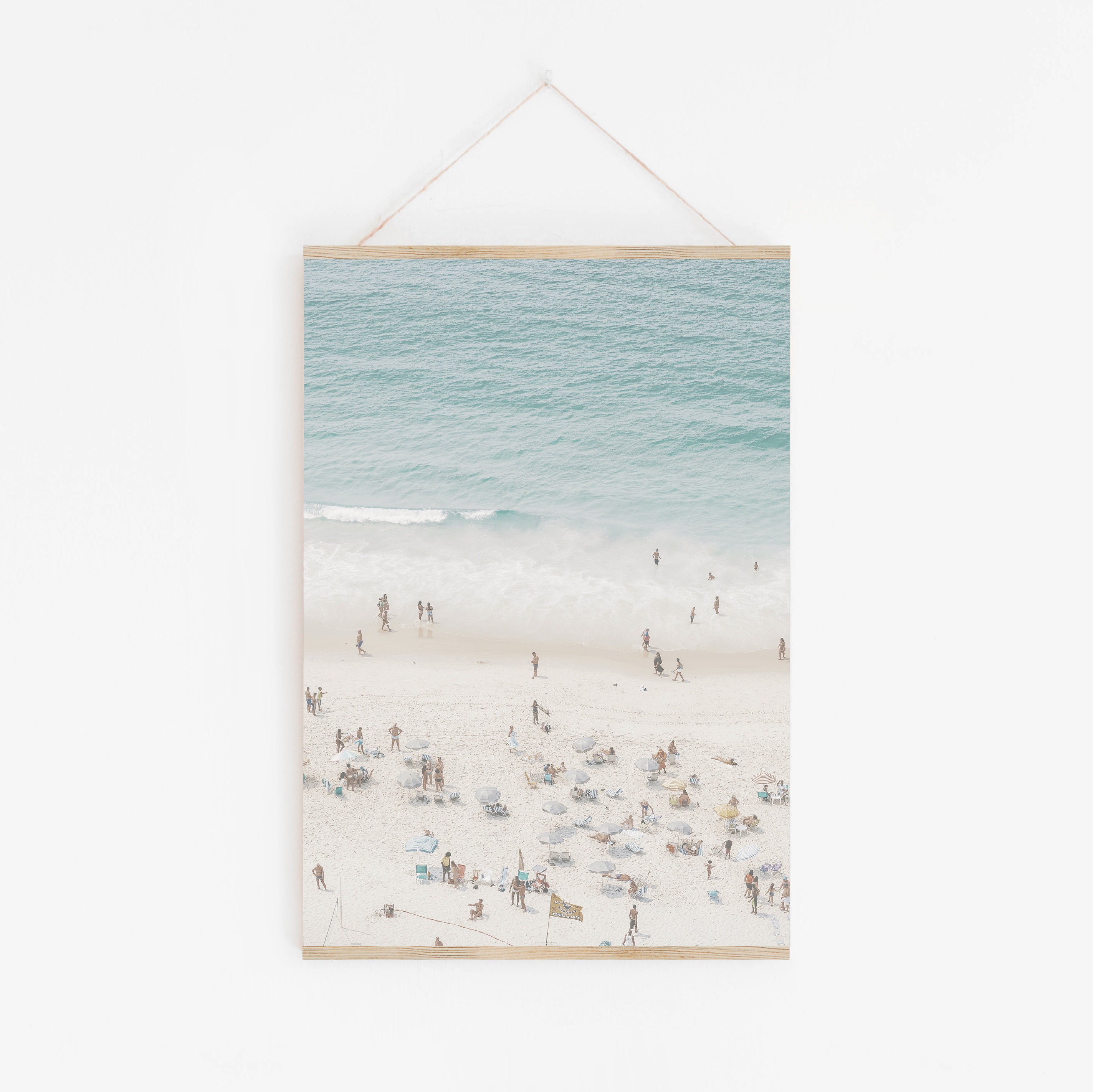 Crowded Beach Print People at Beach Bohemian Coastal Art - Etsy
