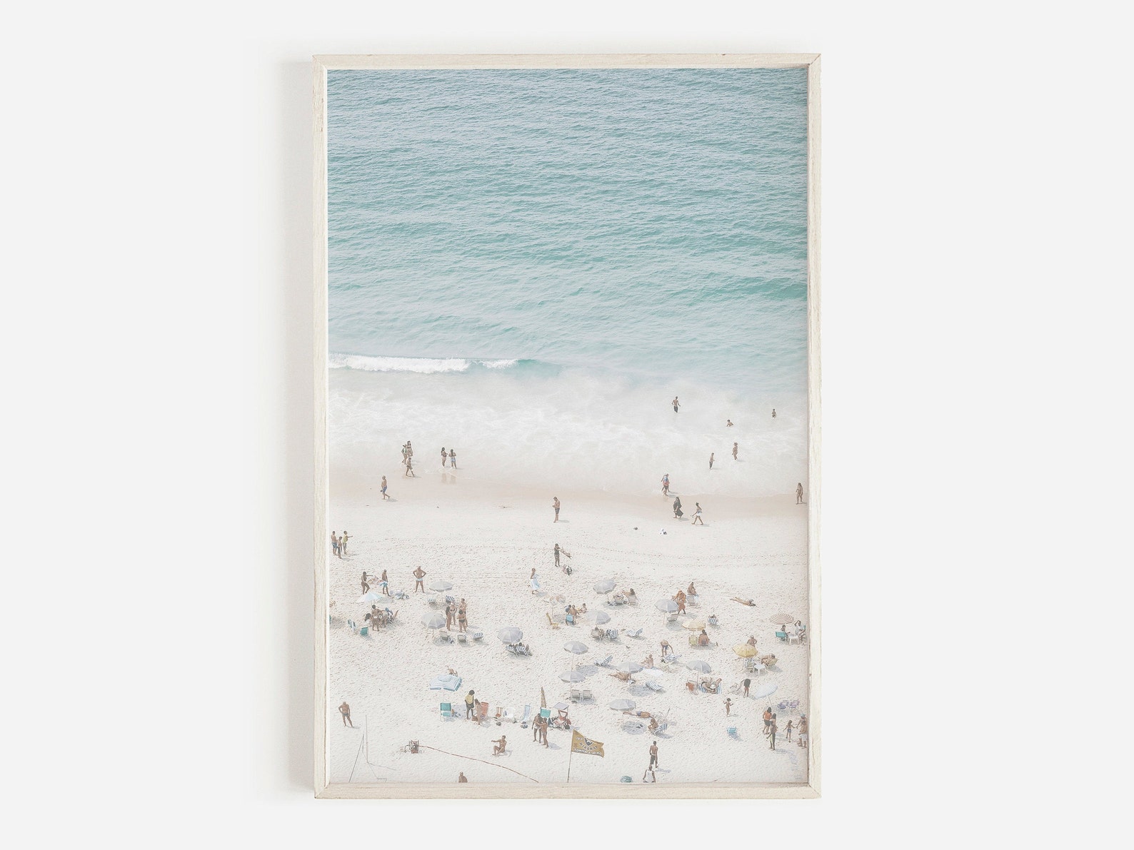 Crowded Beach Print, People at Beach, Bohemian Coastal Art, Italy Print ...