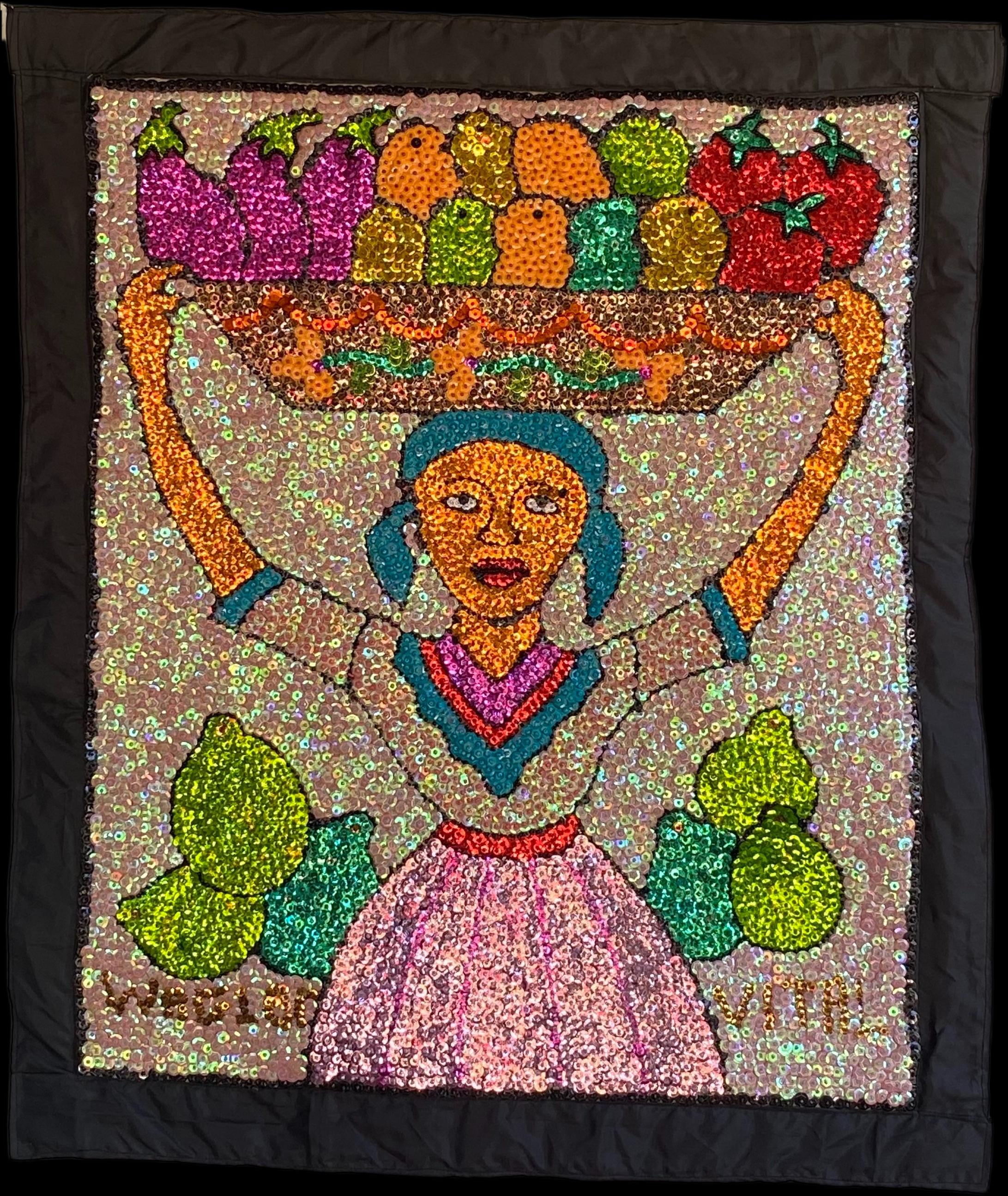 Haitian Sequin Art: Folk Art Textile Wall Hanging by Wagler Vital - Etsy