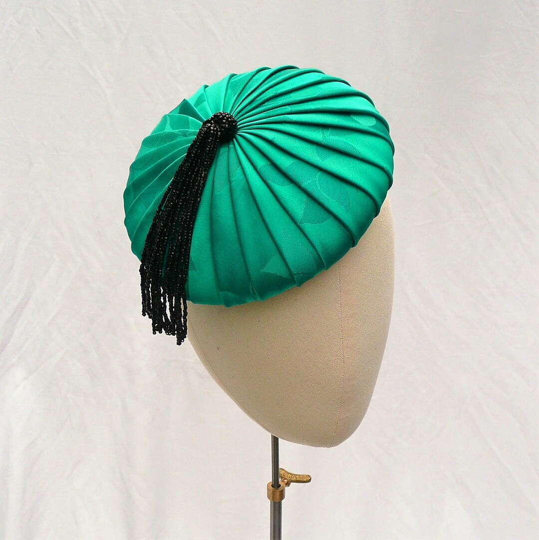 Pleated Yellow Silk Tasseled Small Beret Cocktail Hat - Etsy