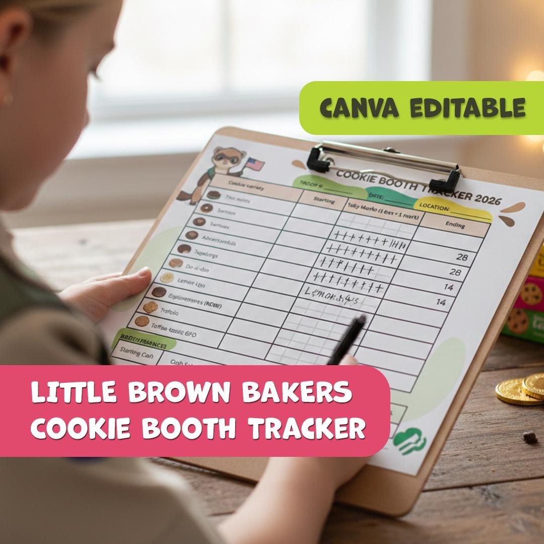 Little Brown Bakers Girl Scout Cookie Booth Tracker, Editable Canva ...