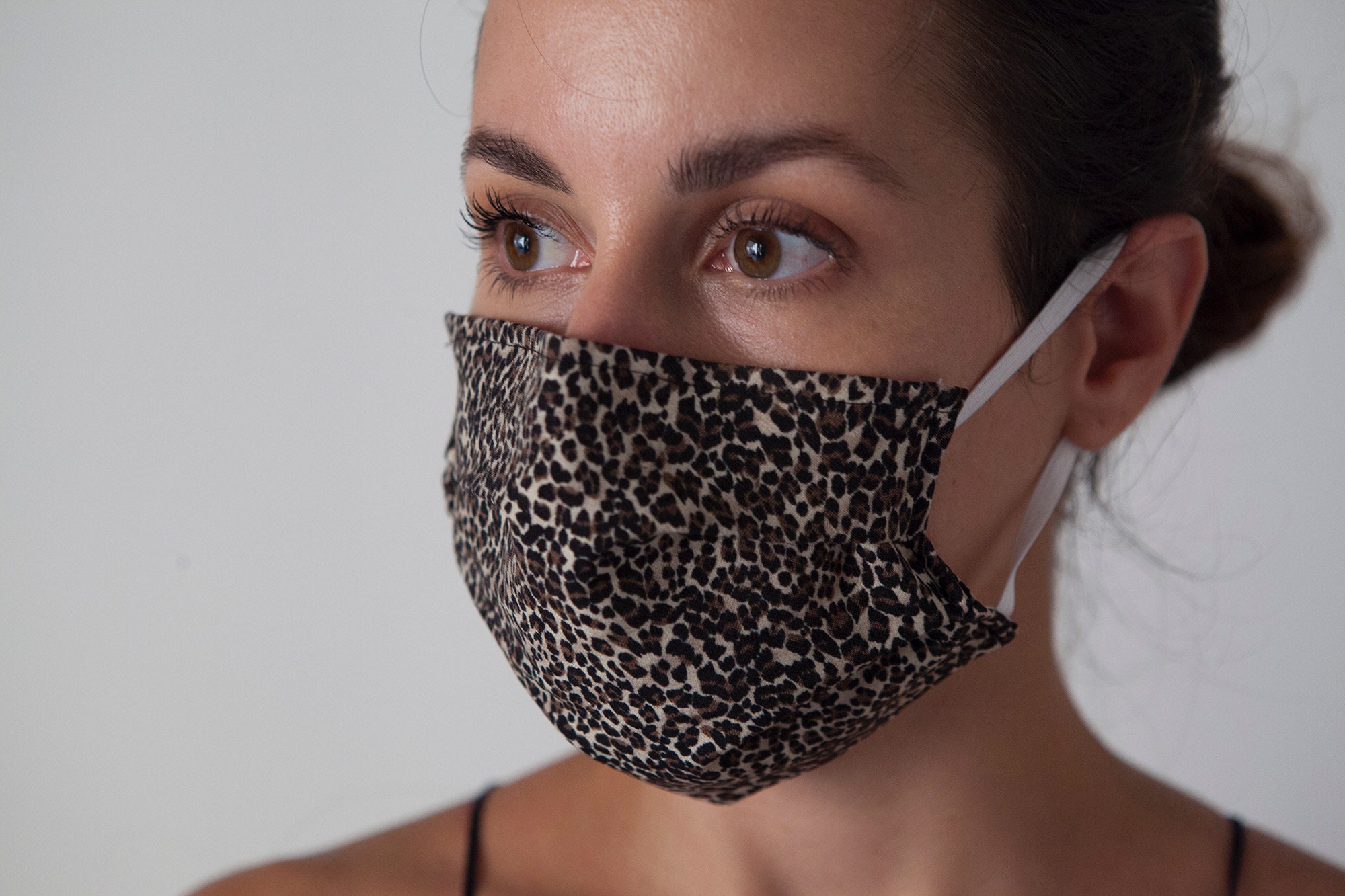 Leopard Face Mask Cotton Women's Teens Men's With Nose Wire Double ...