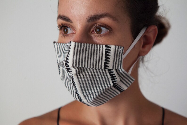 Lightweight Linen Striped Face Mask Preppy Washable - Etsy