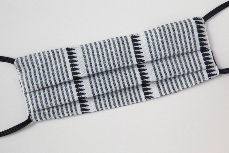 Lightweight Linen Striped Face Mask Preppy, Washable, Adjustable, With ...