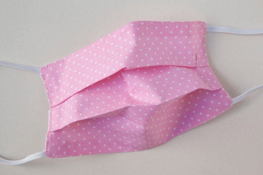 Pink Polka Dot Face Mask Toddler-preschoolers-kids -100% Cotton With ...