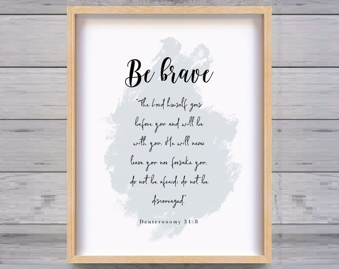 Be Brave - Bible Verse Wall Art, Nursery Wall Art, Nursery Decor, Bible ...