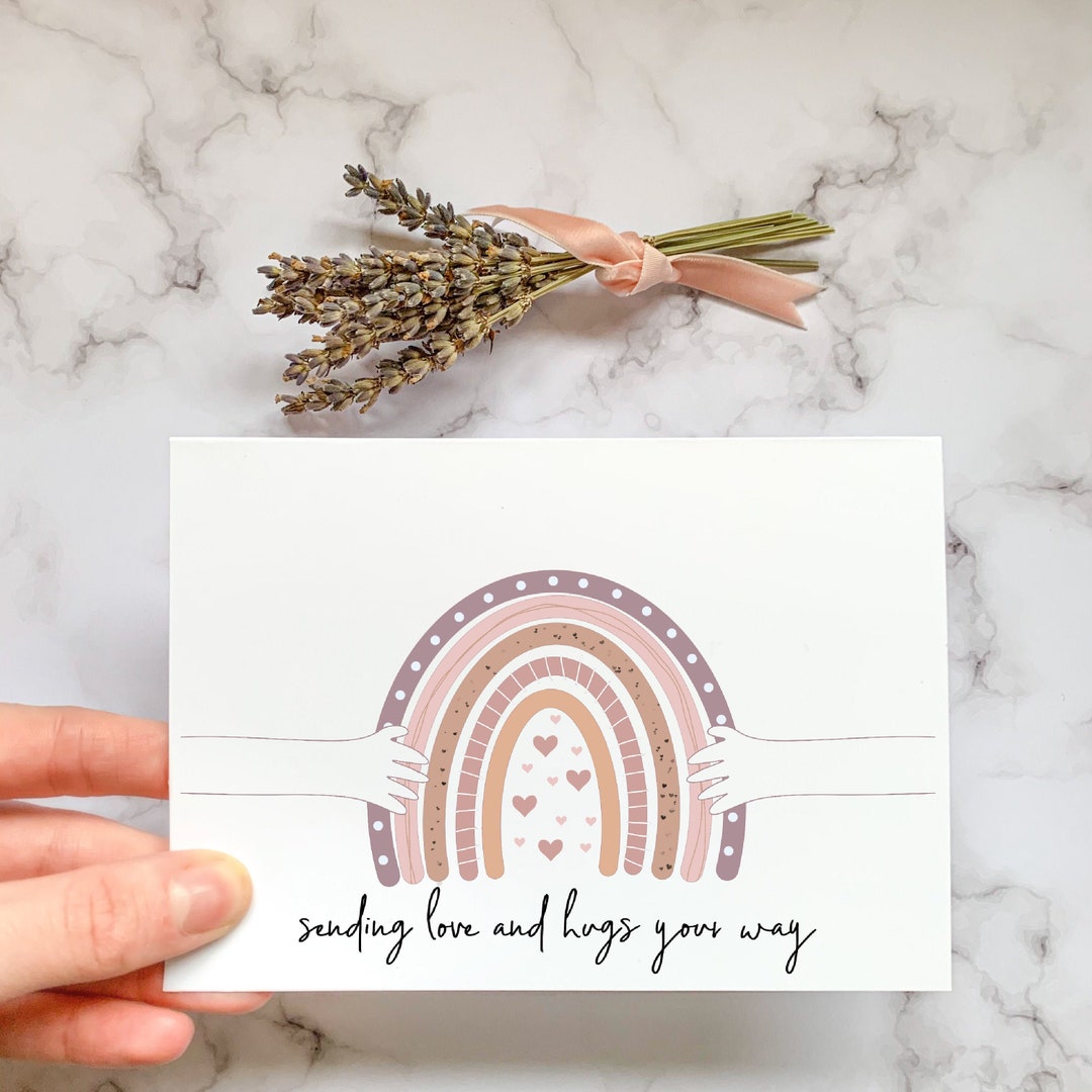 Sending Hugs Rainbow Greeting Cards Lockdown Card - Etsy