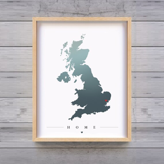 A4 Bespoke Gradient UK Map Print Home Print Personalise - Etsy UK