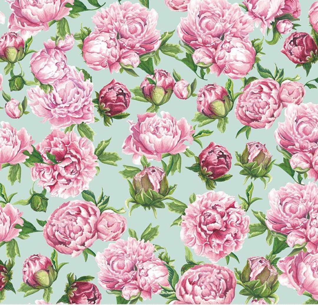 May Peonies Mint by Hester & Cook for Riley Blake Designs, 100% Cotton ...