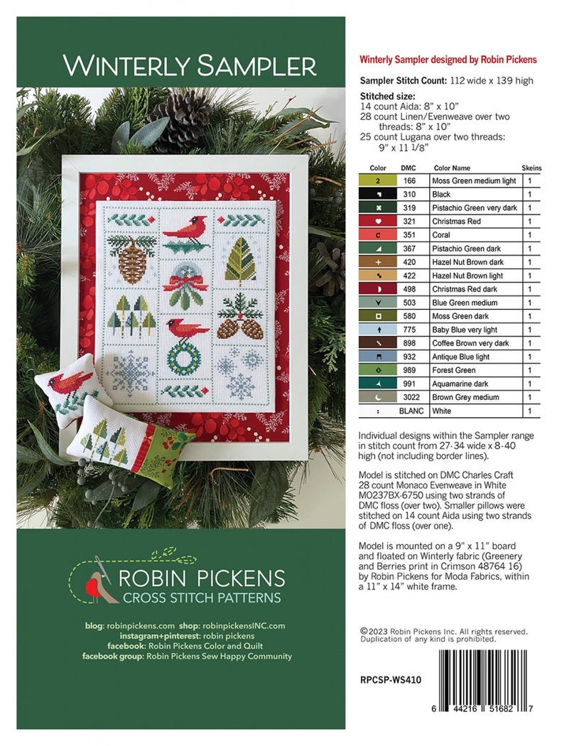 Winterly Sampler Cross Stitch Pattern, RPCSP-WS410 - Etsy