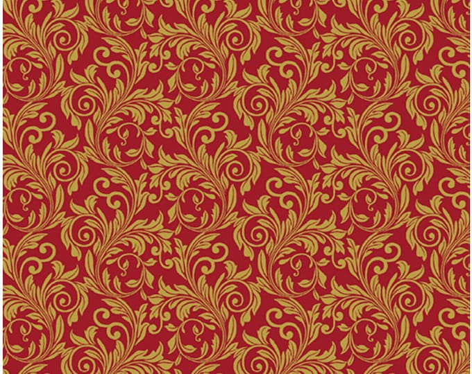 Festive Scroll-crimson Enhanced With Metallic Gold - Festive Medley by ...