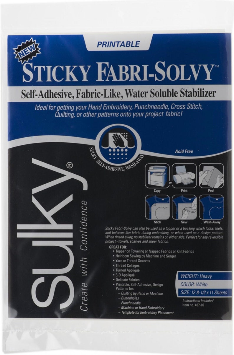 Sticky Fabri Solvy Printable Sheets 12ct 8-1/2in X 11in - Etsy
