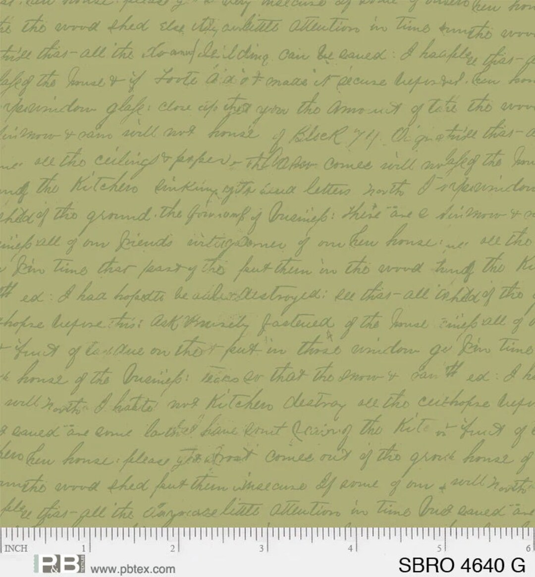 Sweet Blush Rose Script Green for P&B Textiles, 100% Premium Cotton ...