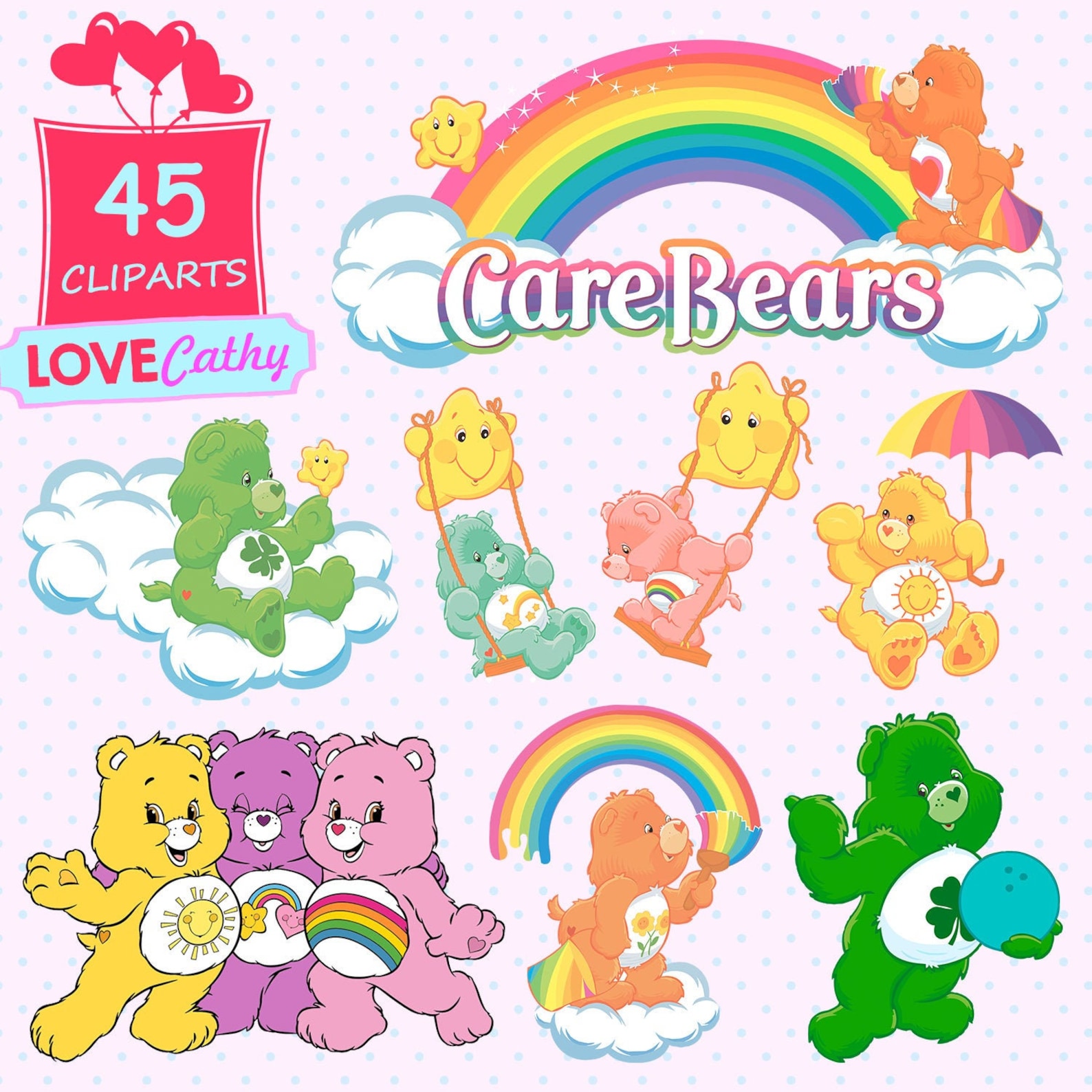 Care Bears Care Bears Font Clipart Digital PNG Printable - Etsy