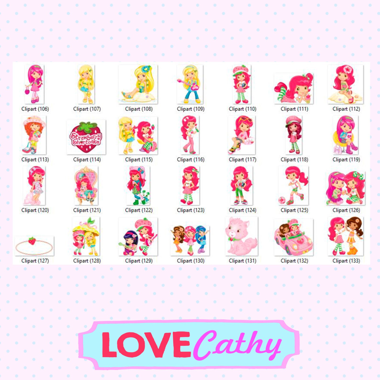 Strawberry Shortcake Clipart Digital PNG Printable Party - Etsy