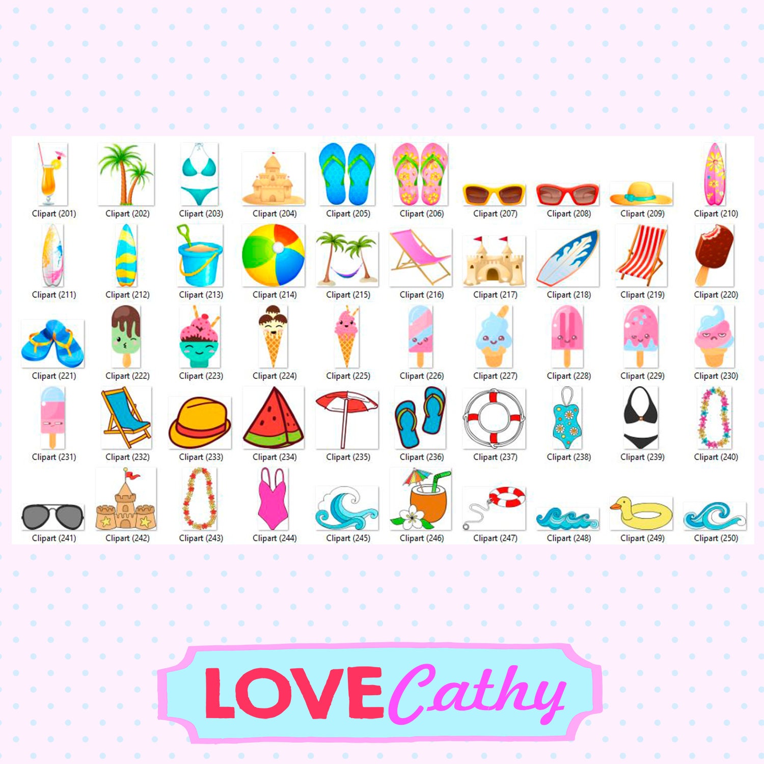 Summer Ice Cream Sea Animals Fruits Clipart Digital PNG | Etsy