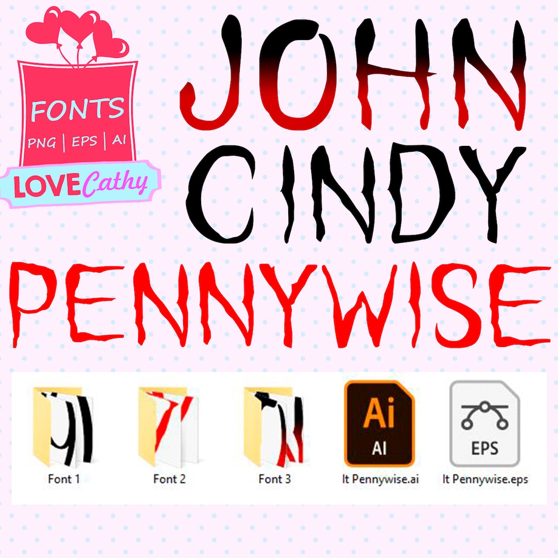 Pennywise IT Pennywise Font Vector PNG Printable Party | Etsy