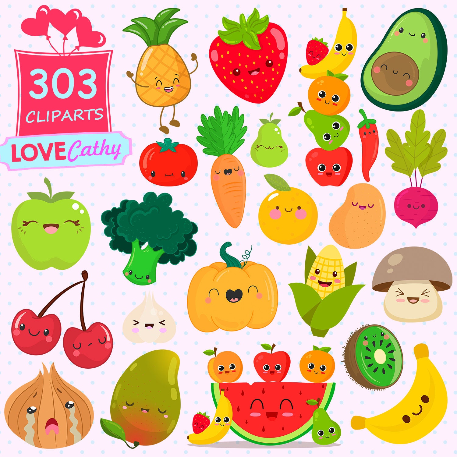 Cute Fruits And Vegetables Clipart