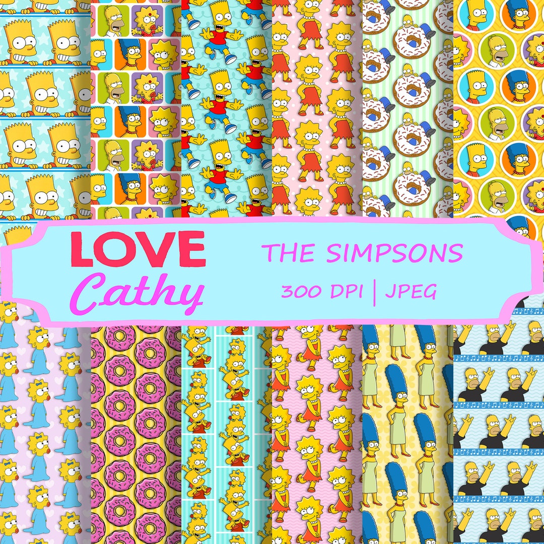 The Simpsons Digital Paper, JPEG, Printable, Party, Decoration, Instant ...