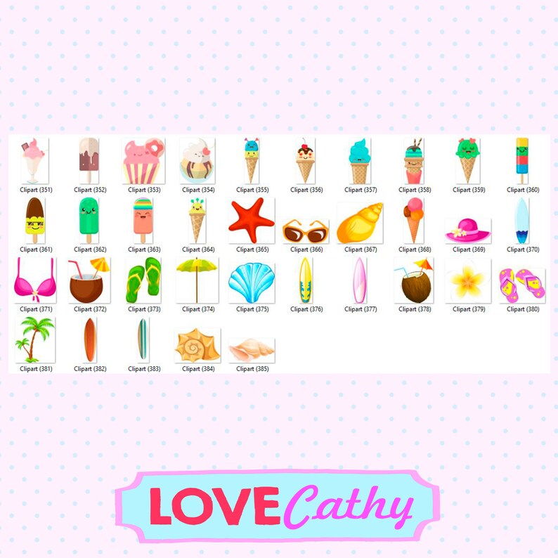 Summer Ice Cream Sea Animals Fruits Clipart Digital PNG | Etsy