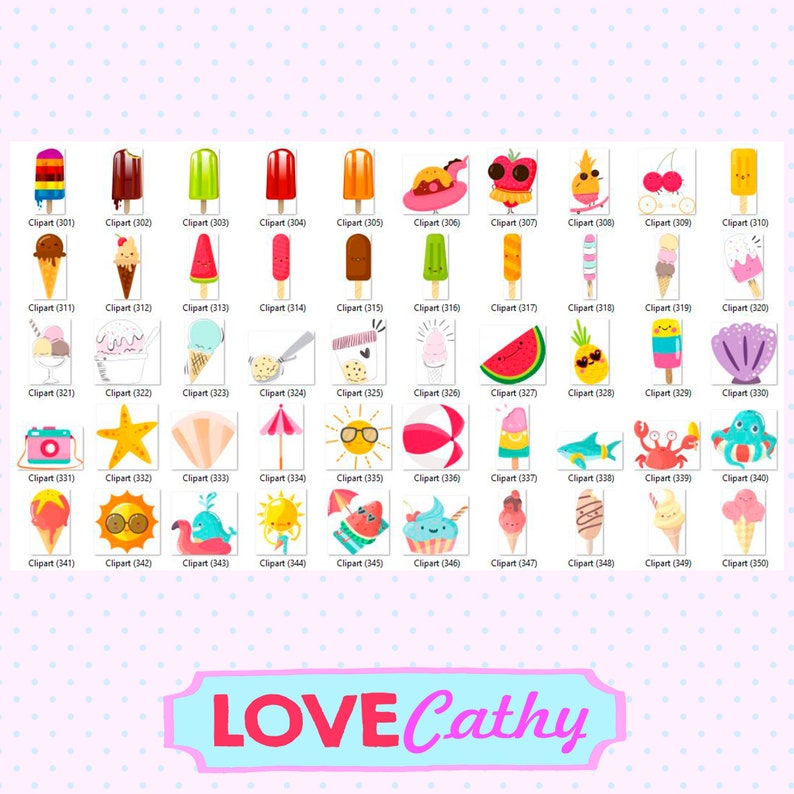 Summer Ice Cream Sea Animals Fruits Clipart Digital PNG | Etsy