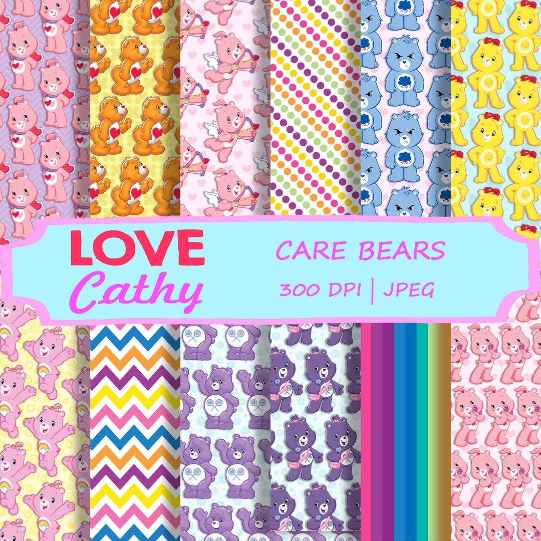 Care Bears Digital Paper, JPEG, Printable, Party, Decoration, Instant ...